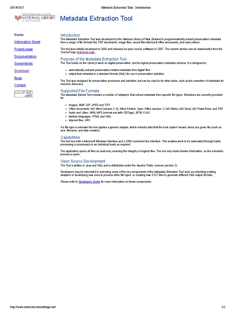 Metadata Extraction Tool - Introduction PDF | PDF | Metadata | File Format