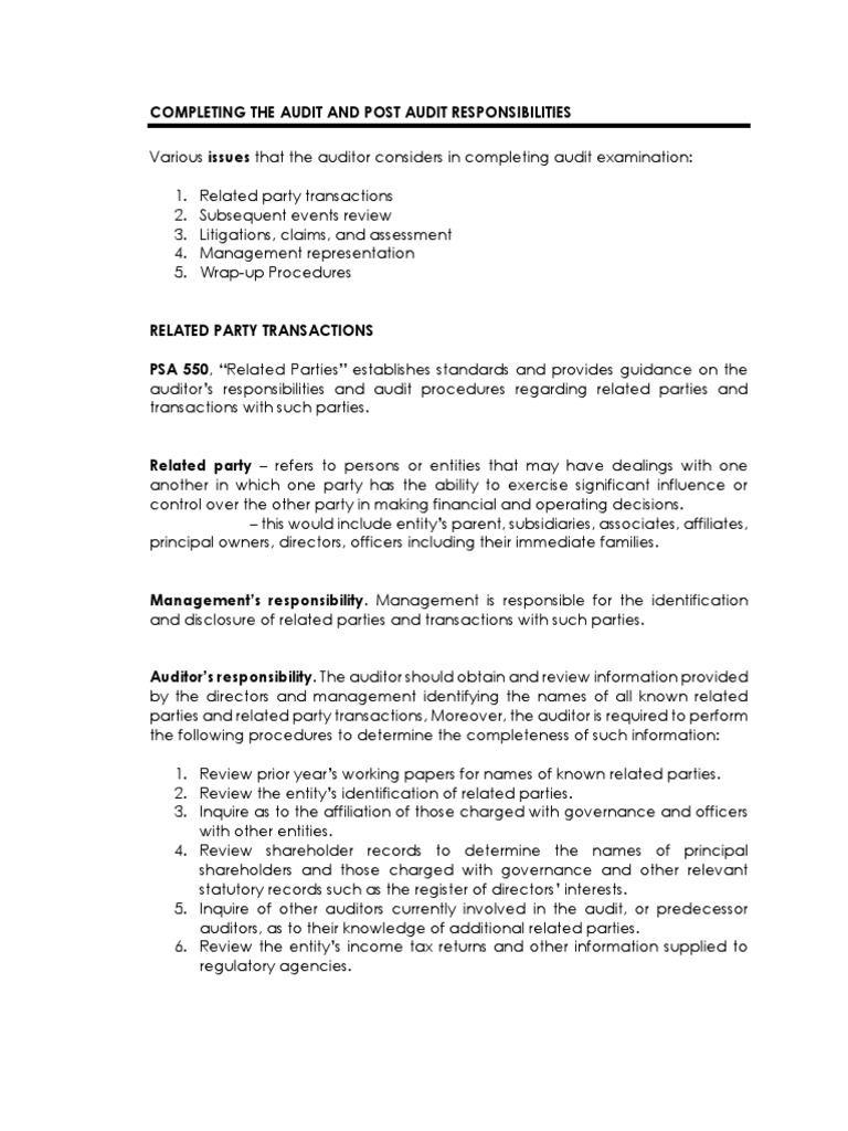 Completing the Audit and Post Audit Responsibilities | Going Concern ...