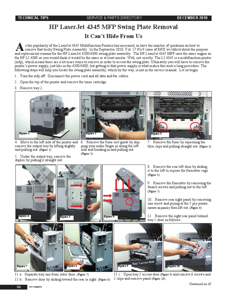 HP LaserJet 4345 MFP Swing Plate Guide | PDF | Printer (Computing ...
