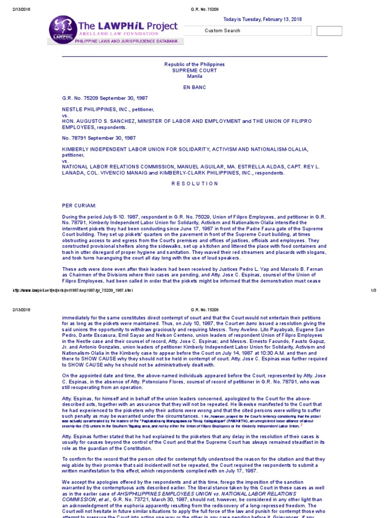 Nestle Vs Sanchez | PDF | Contempt Of Court | Justice