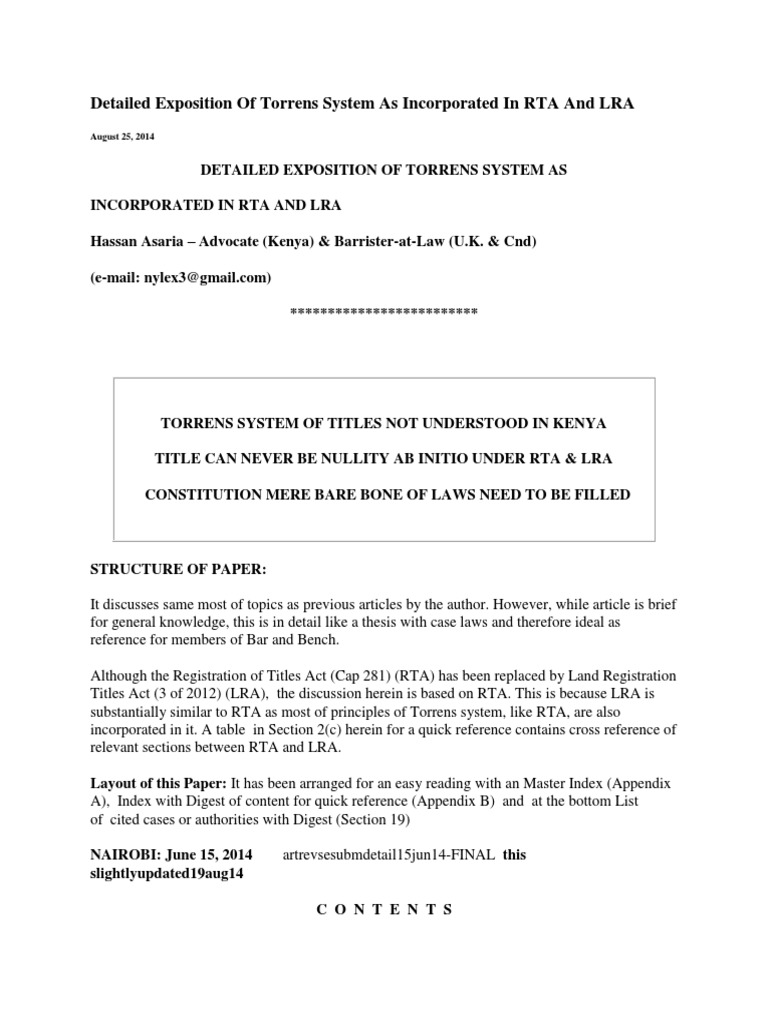 Understanding Torrens System in Kenya | PDF | Eminent Domain | Negligence