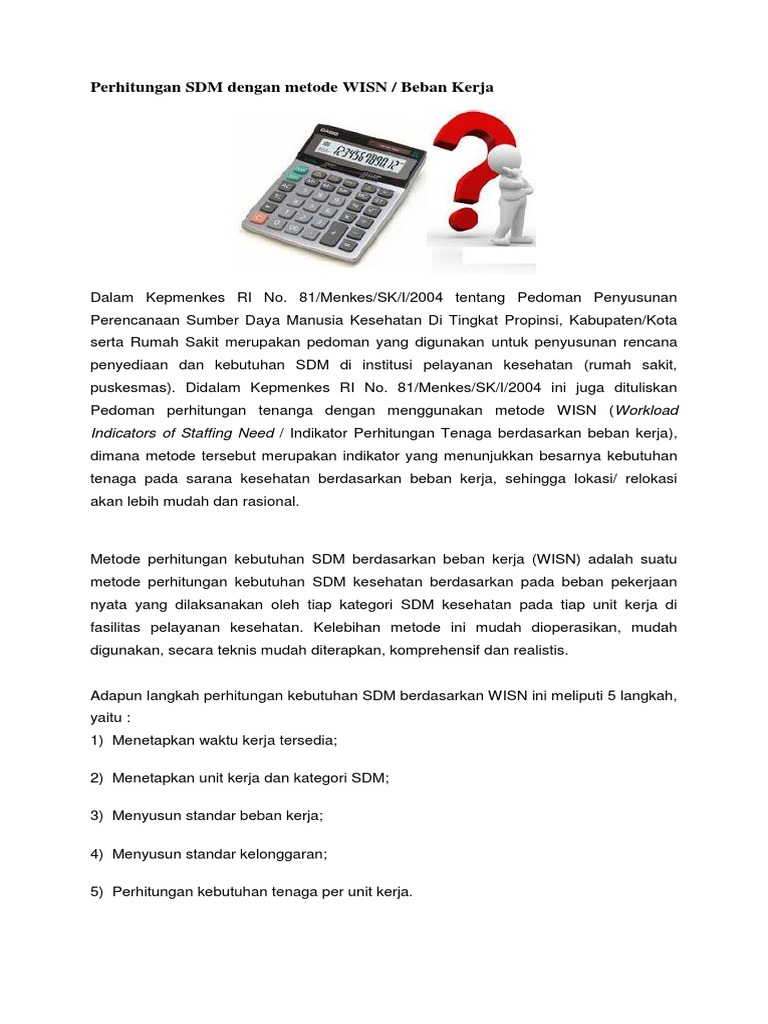 Perhitungan SDM Metode WISN Kesehatan | PDF | Bisnis