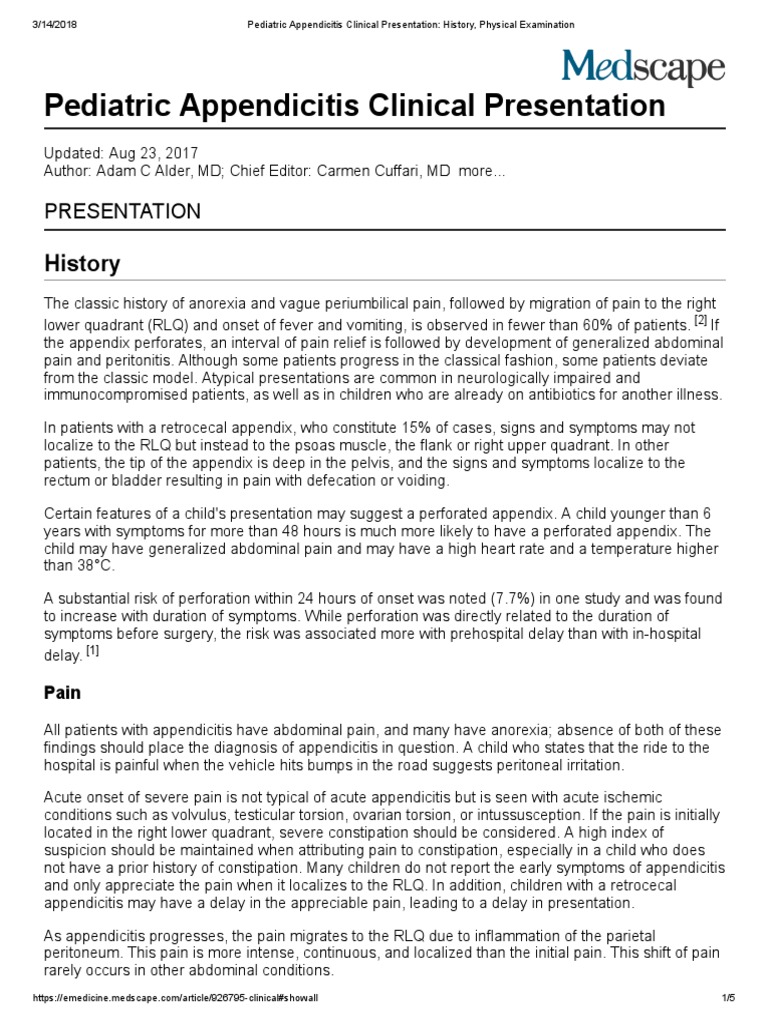 Pediatric Appendicitis Clinical Presentation_ History, Physical ...