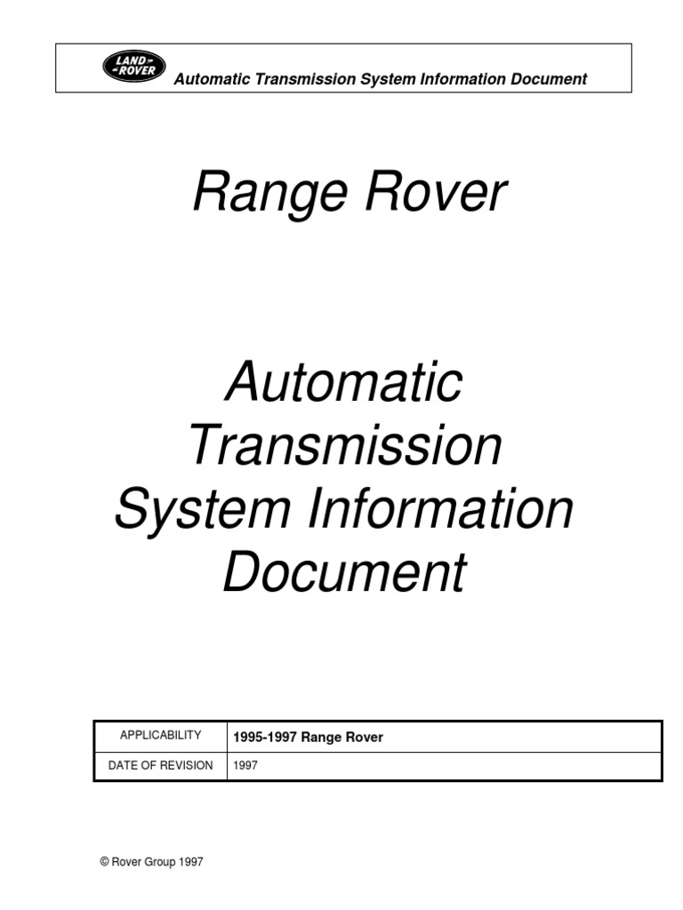 Land Rover 4-Speed Electronic Automatic Transmission System | PDF ...