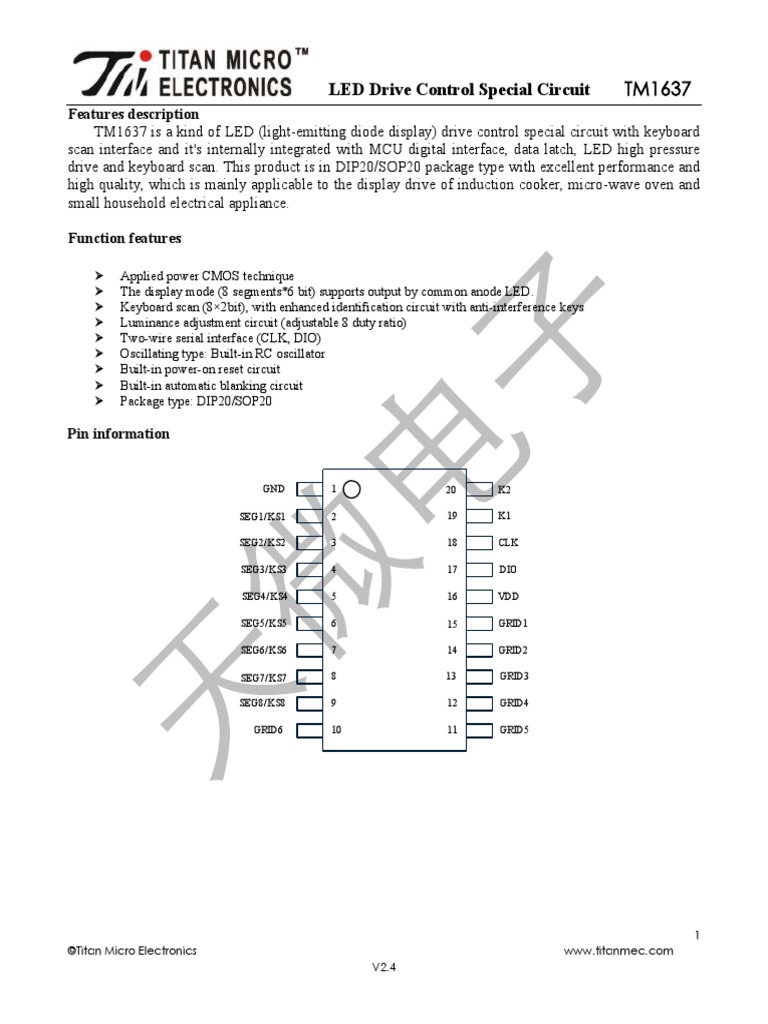 Datasheet_TM1637 | Power Supply | Electronic Circuits