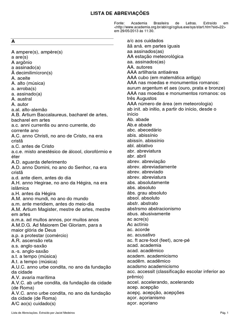 Lista de Abreviacoes 2013 | PDF | Anno Domini