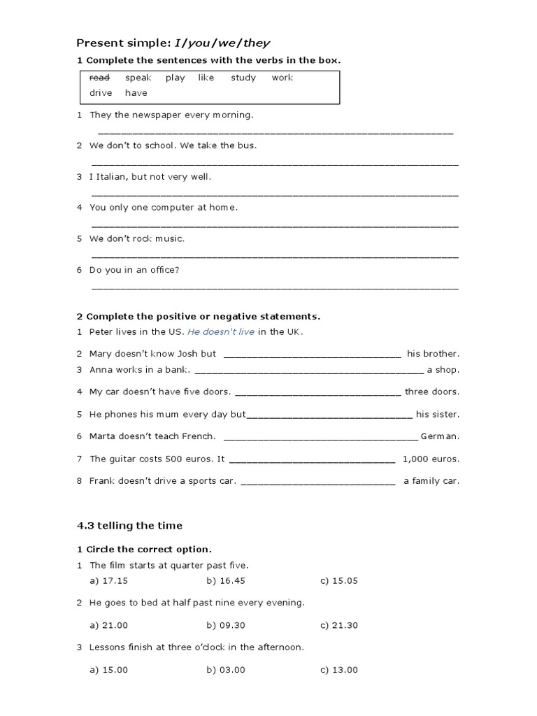 Repaso-Presente Simple y Pasado Simple | PDF | Grammar
