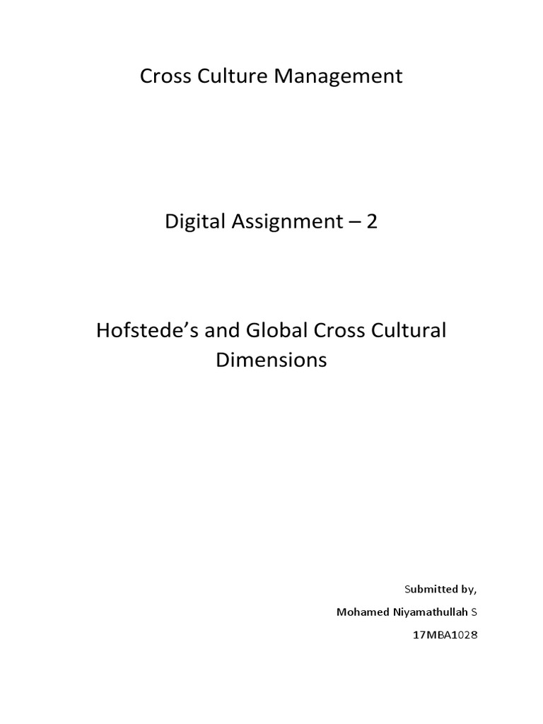 Cross Culture Management Assignment - 17mba1028 | PDF | Social ...