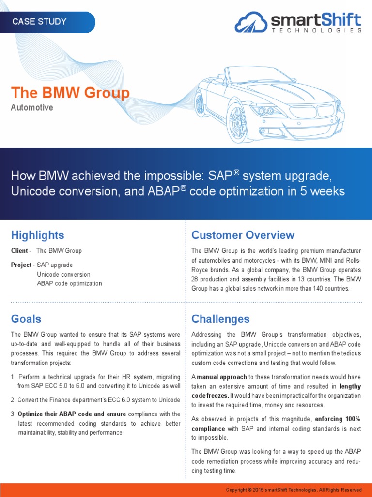 Case Study BMW SmartShift Technologies 2015 | PDF | Bmw | Program Optimization