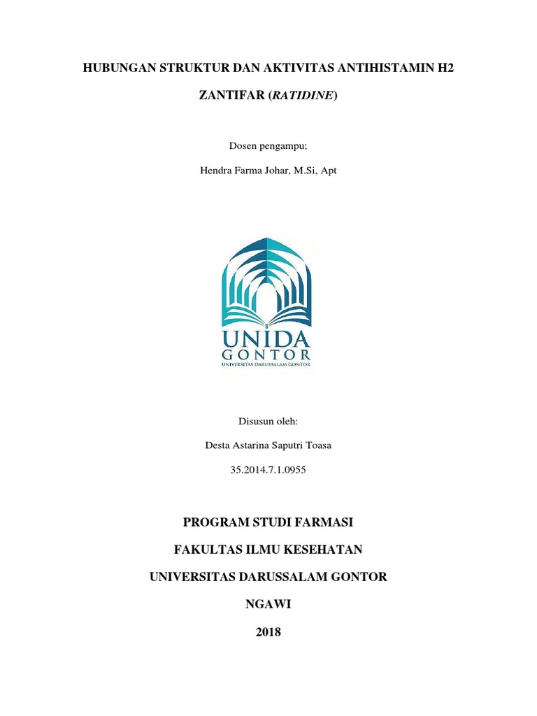 Hubungan Struktur Dan Aktivitas Antihistamin 2 Zantifar | PDF ...