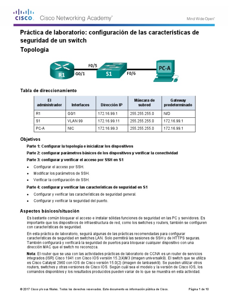 5.2.2.9 Lab - Configuring Switch Security Features | PDF | Enrutador (Computación) | Conmutador ...