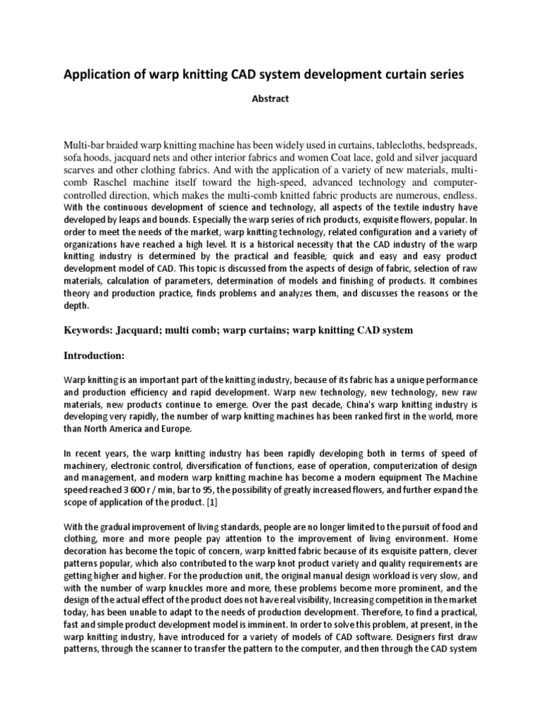 Application of Warp Knitting CAD System | PDF | Knitting | Textiles