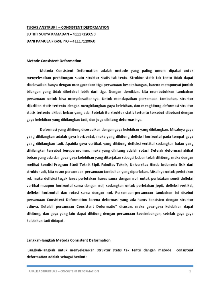 Tugas Anstruk I - Consistent Deformation | PDF