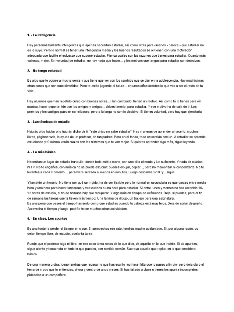 Consejos para Ser Buen Estudiante | PDF | Fórmula | Memoria