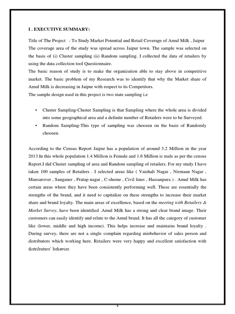 Amul Sip | PDF | Sampling (Statistics) | Business