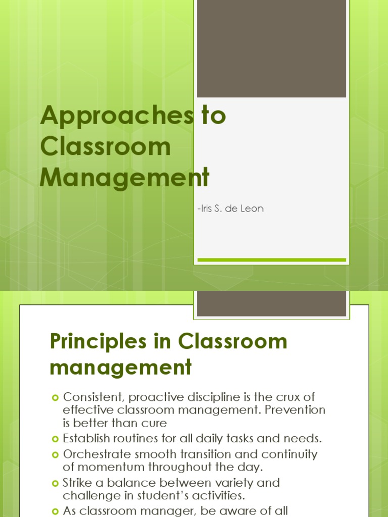 Approaches To Classroom Management | PDF | Classroom Management ...