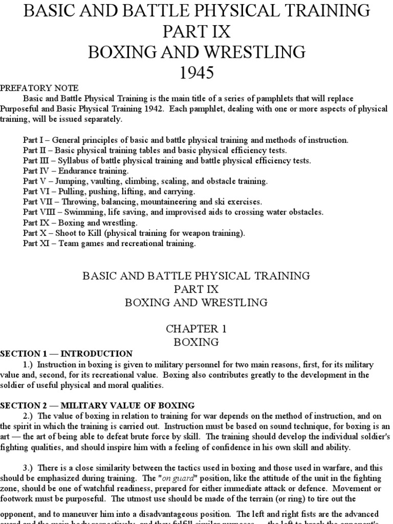 Basic and Battle Physical Training Boxing Wrestling 1945 | PDF | Career ...
