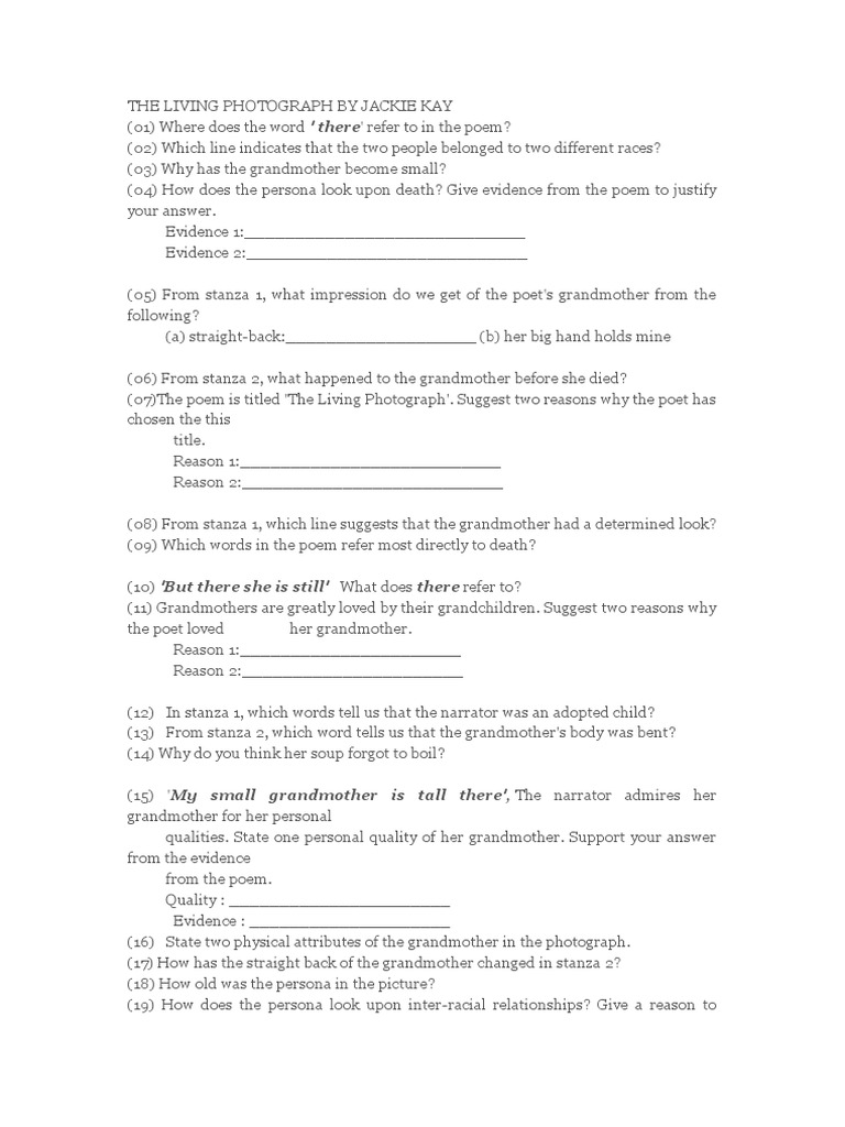 The Living Photograph by Jackie Kay | PDF | Poetry