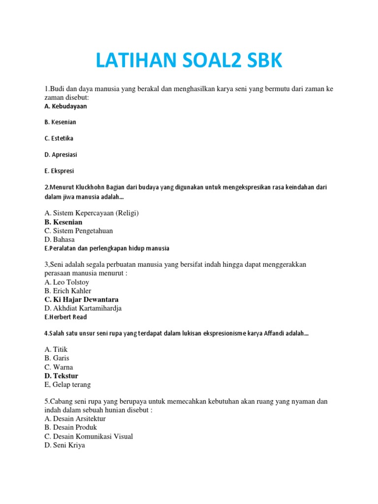 Latihan Soal2 SBK | PDF | Griya & Taman