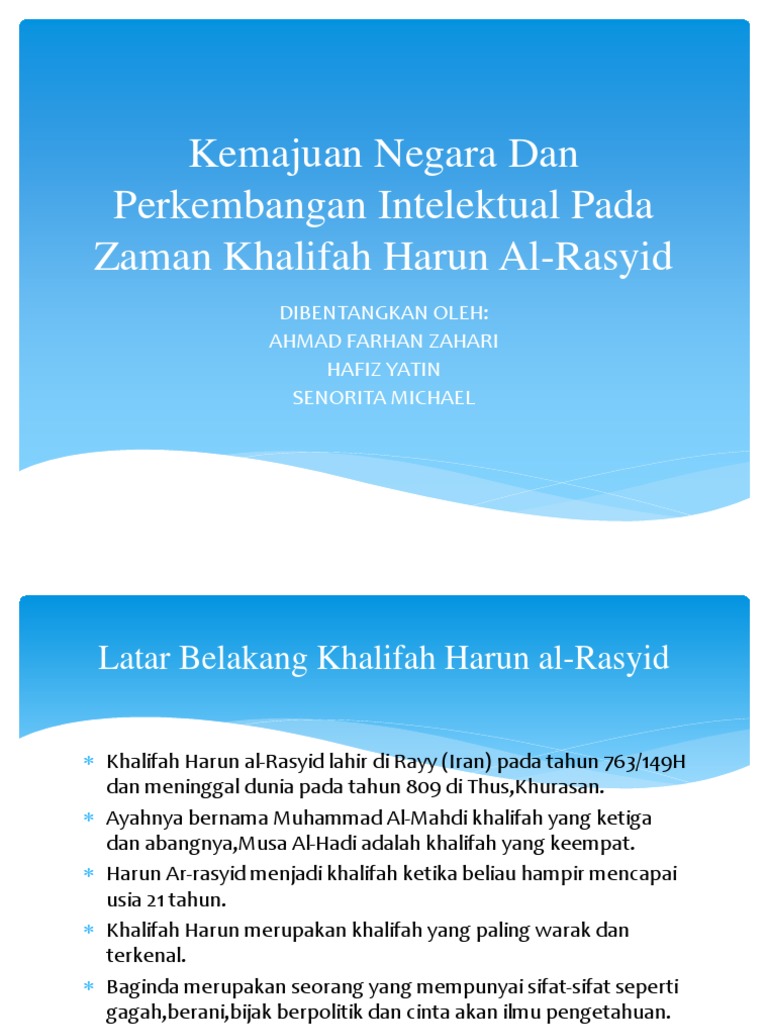 Khalifah Harun Al-Rasyid. | PDF
