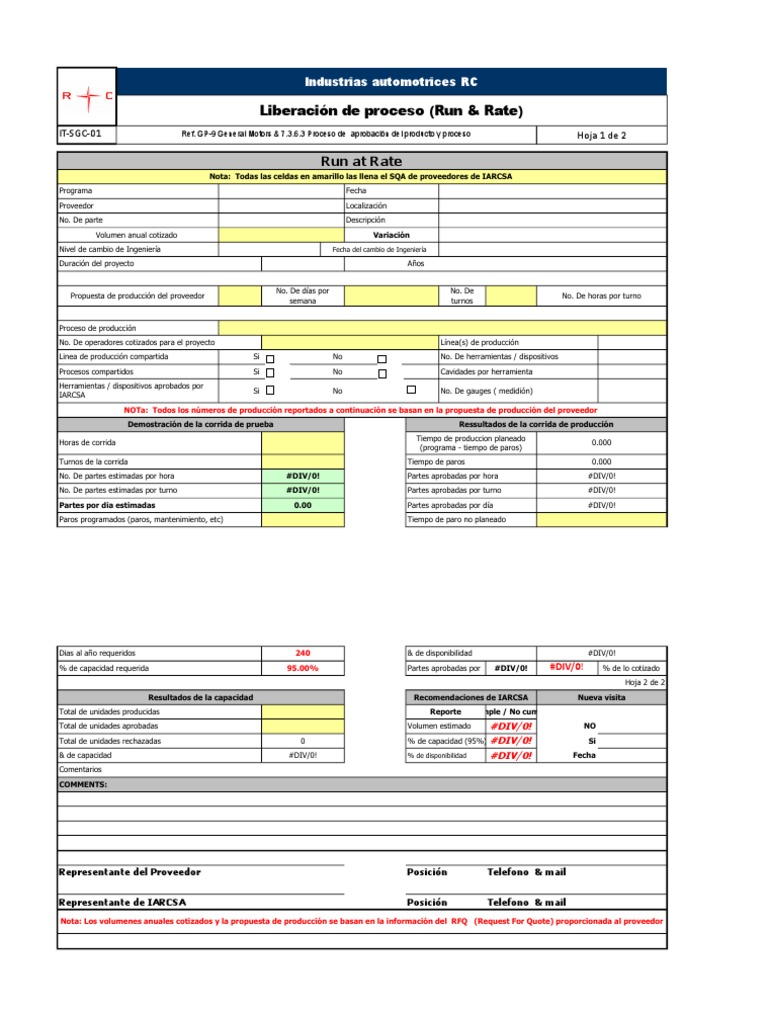 Formato de Run & Rate | Tecnología | Informática | Prueba gratuita de ...