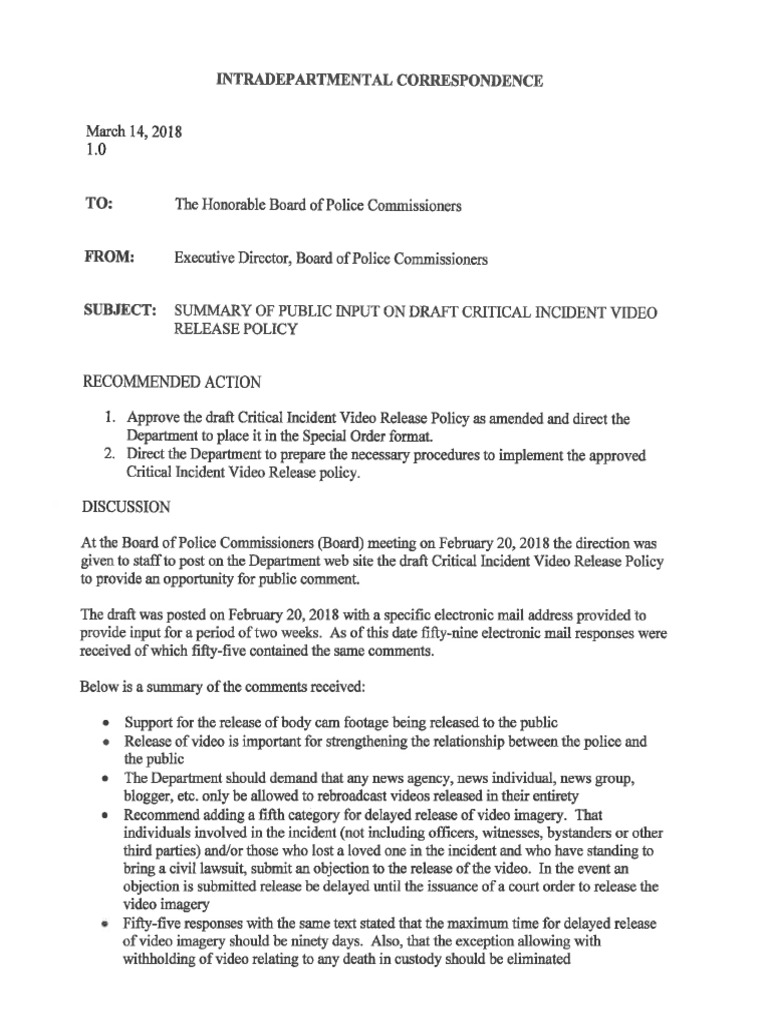 The LAPD's New Critical Incident Video Release Policy | PDF