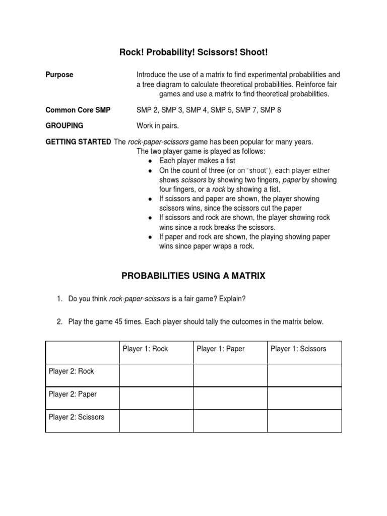 Rock Probability Scissors Shoot | PDF | Experiment | Scientific Method