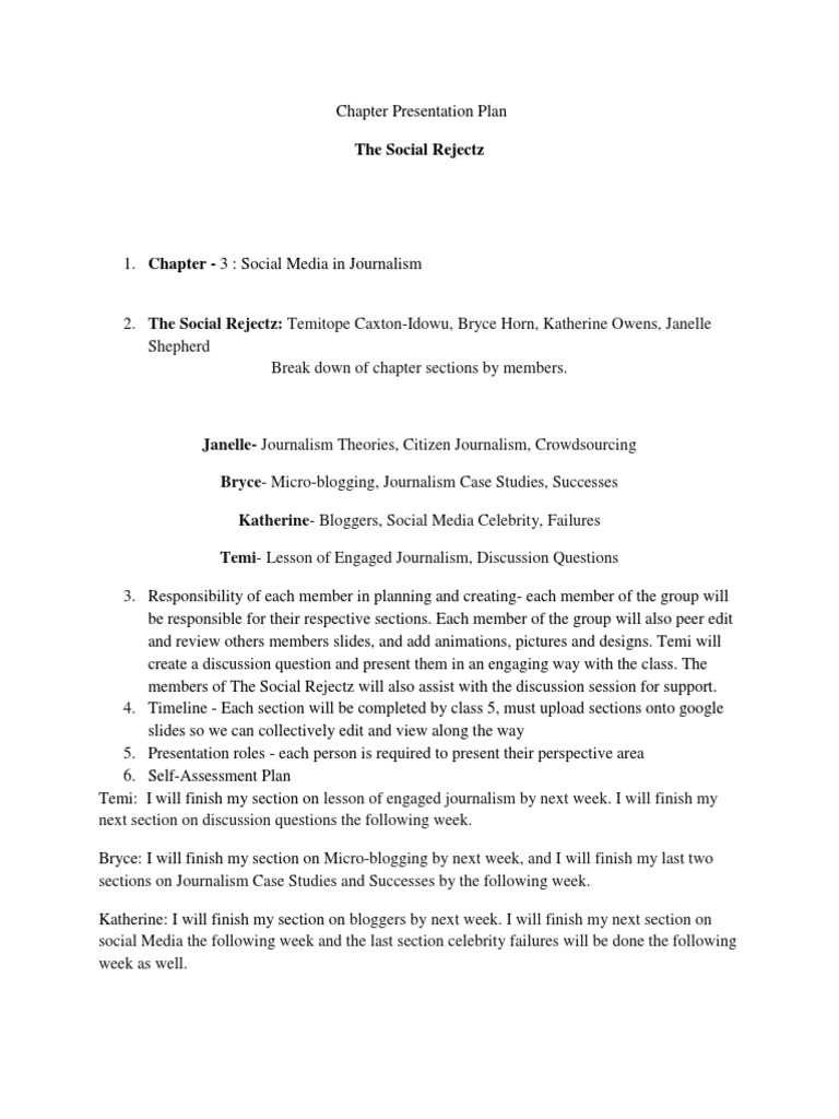 Chapter Presentation Plan | PDF