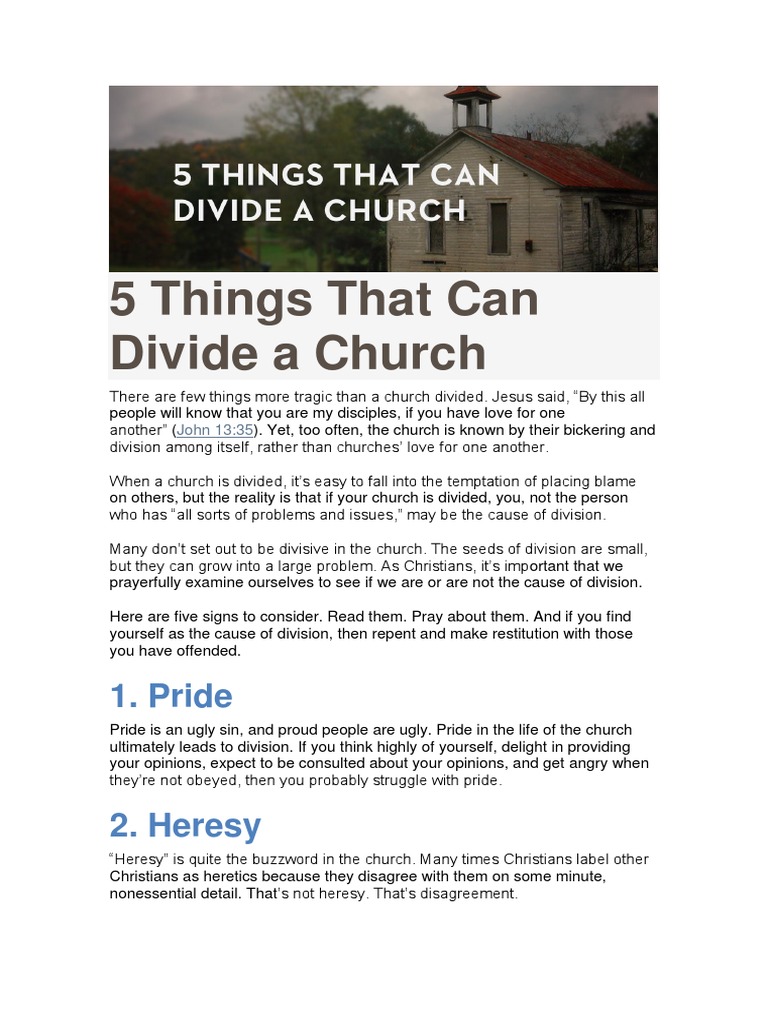 5 Things That Can Divide A Church | PDF | Heresy | Christian Church