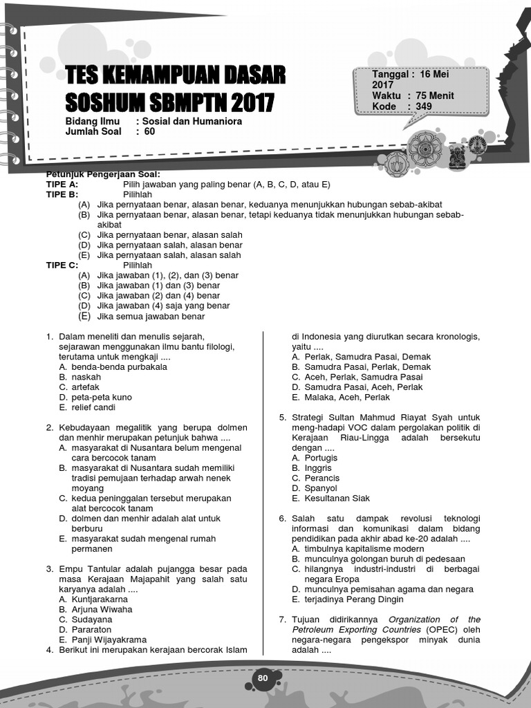 09 - Soal SBMPTN 2017 TKD Soshum | PDF