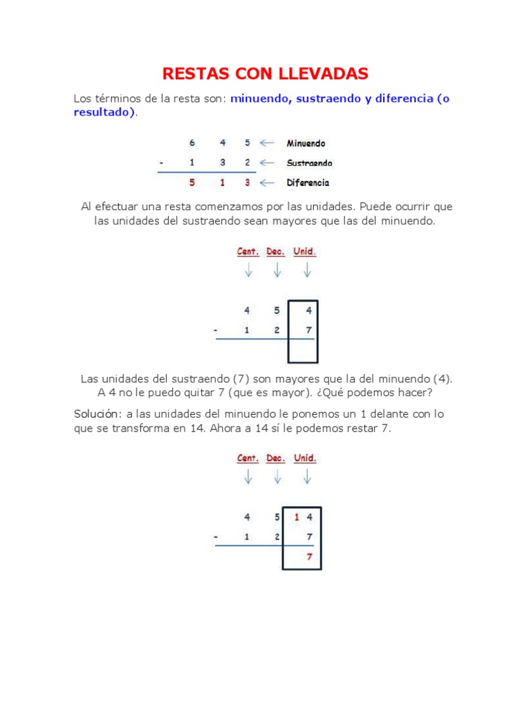 Restas Con Llevadas | PDF