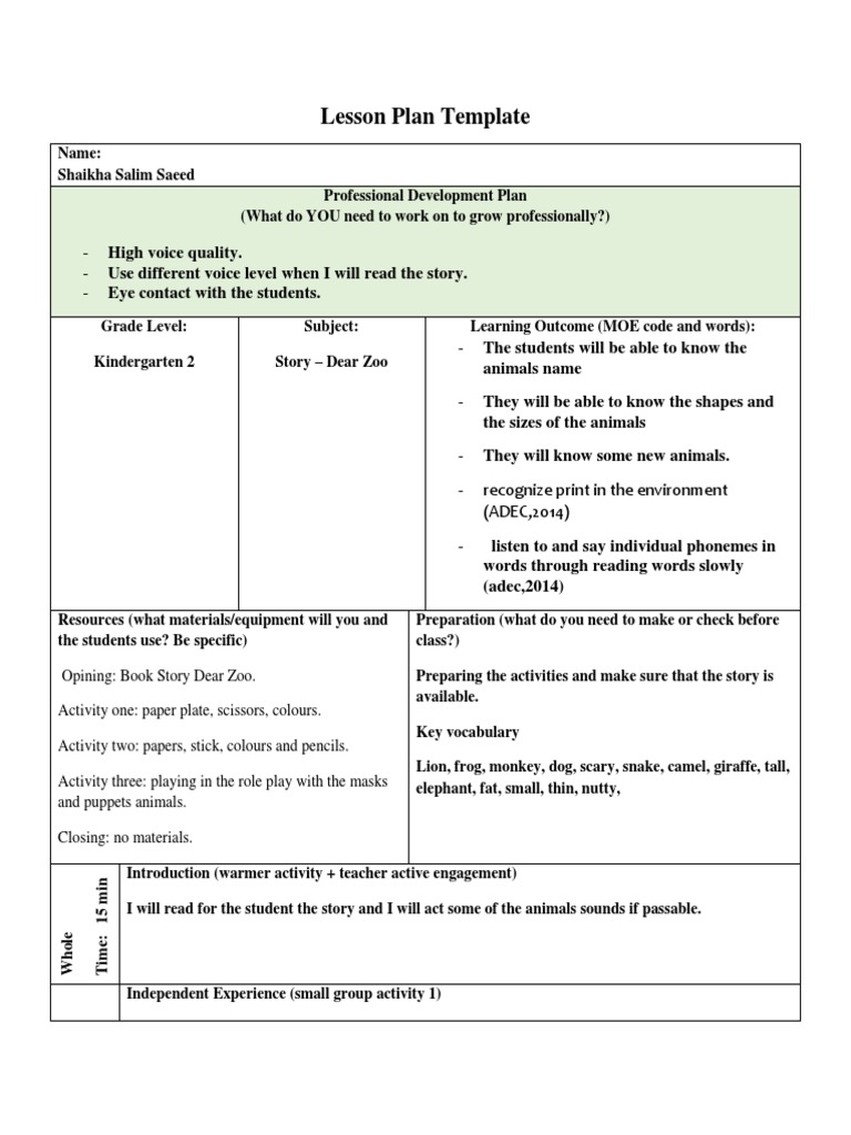 Lesson Plan Form | PDF | Lesson Plan | Behavior Modification