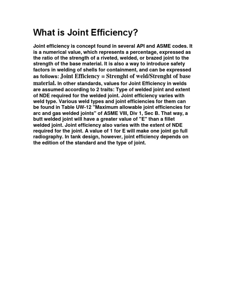 What Is Joint Efficiency | PDF
