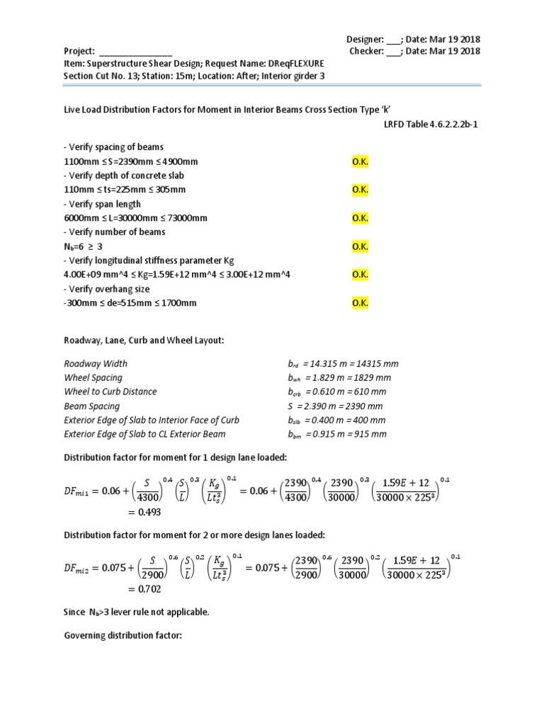 Live Load Distribution Factor Calculations | PDF | Beam (Structure ...
