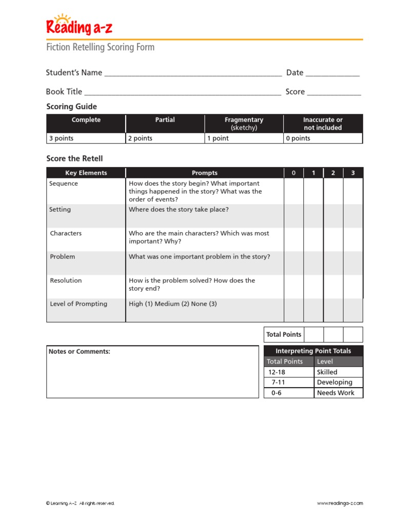 Fiction Retelling Rubric | PDF