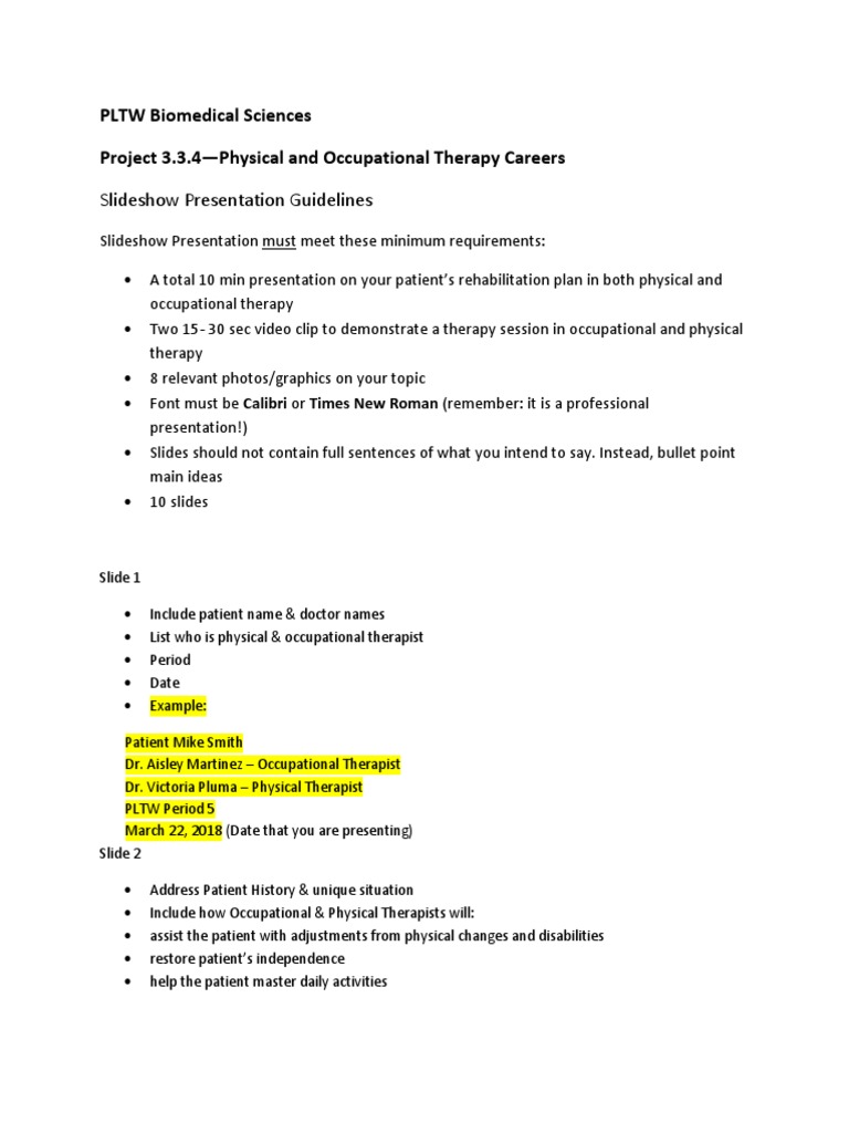 PLTW Biomedical Sciences Slideshow Outline | PDF | Physical Therapy ...