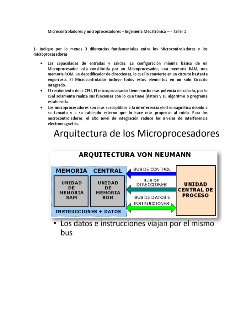 Microcontroladores vs. Microprocesadores | PDF | Microcontrolador | Almacenamiento de datos de ...
