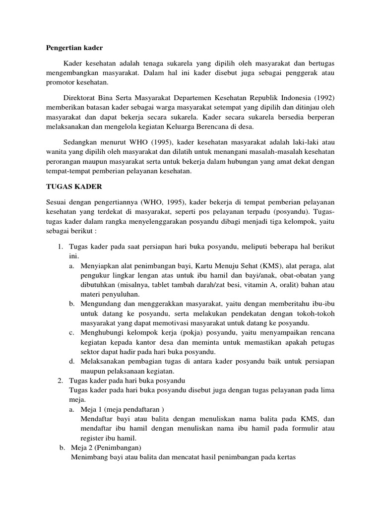 Pengertian Kader | PDF