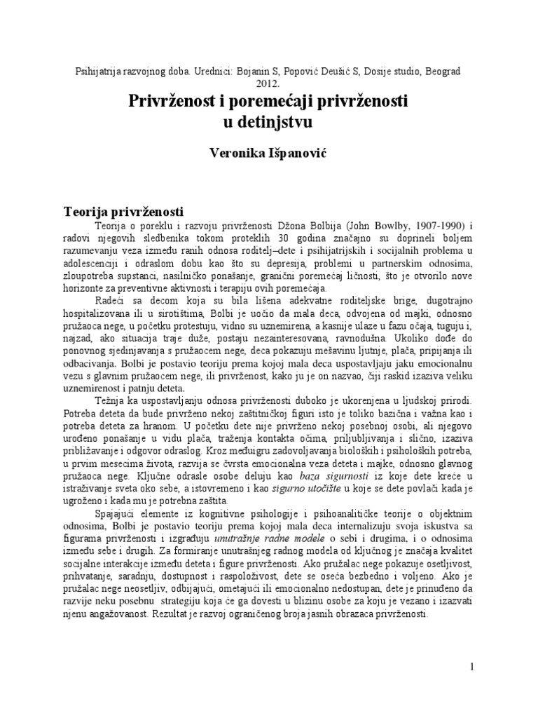 1 V Ispanovic Privrzenost I Poremecaji Privrzenosti PDF | PDF