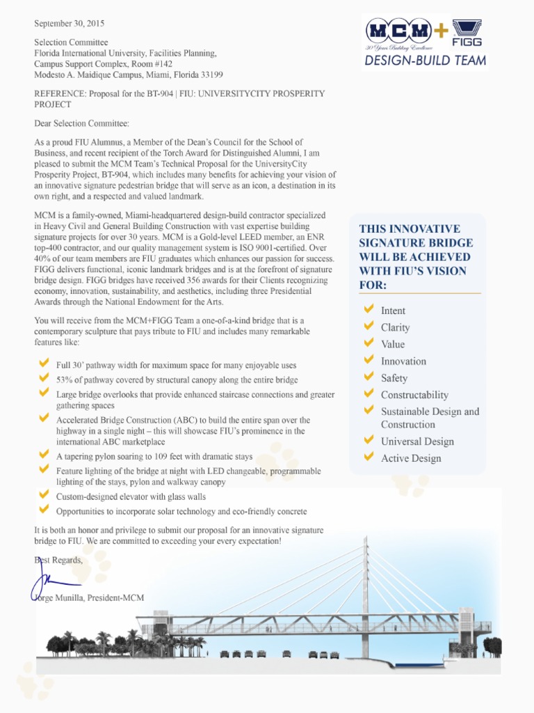 MCM FIGG Proposal For FIU Pedestrian Bridge 9-30-2015 | Download Free PDF | Occupational Safety ...