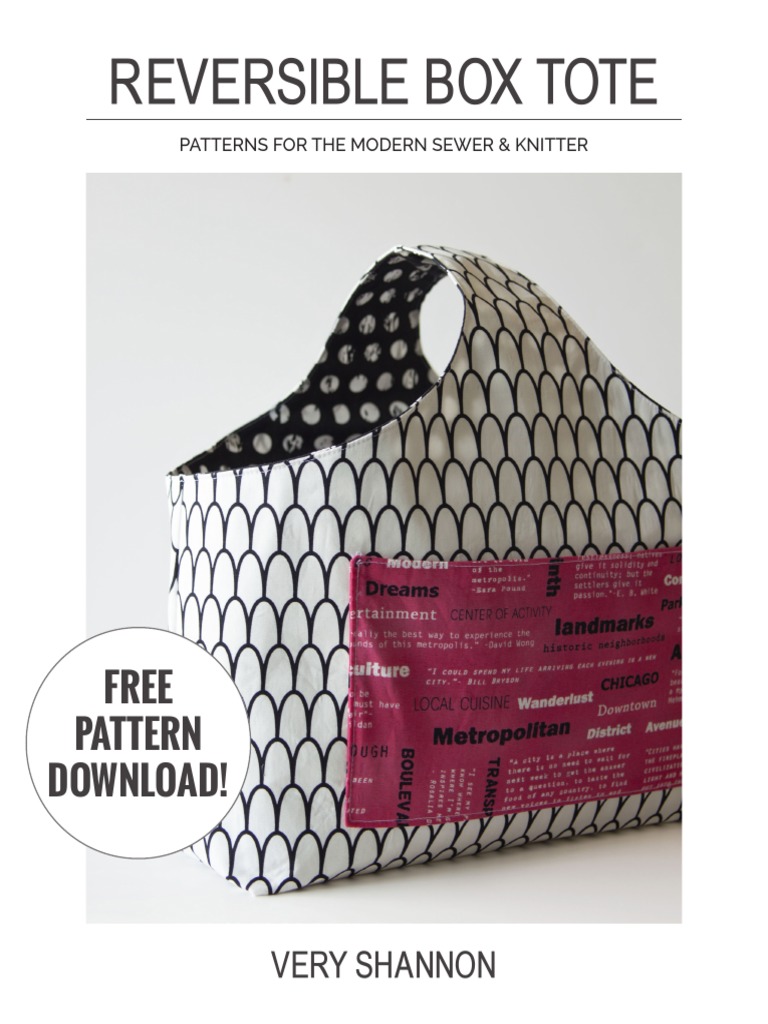 Reversible Box Tote: Free Pattern Download! | PDF | Seam (Sewing) | Sewing