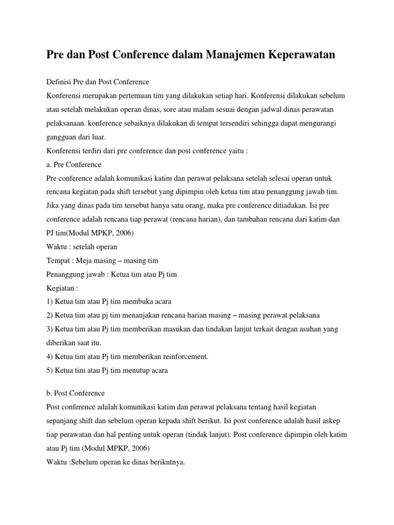 Pre Dan Post Conference Dalam Manajemen | PDF