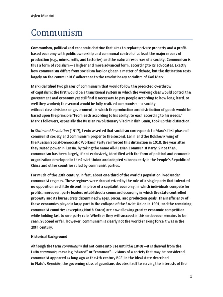 Communism: Communism, Political and Economic Doctrine That Aims To ...