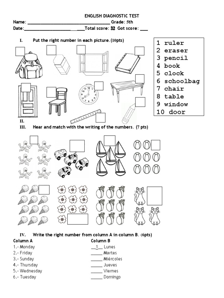 5th Grade English Test | PDF