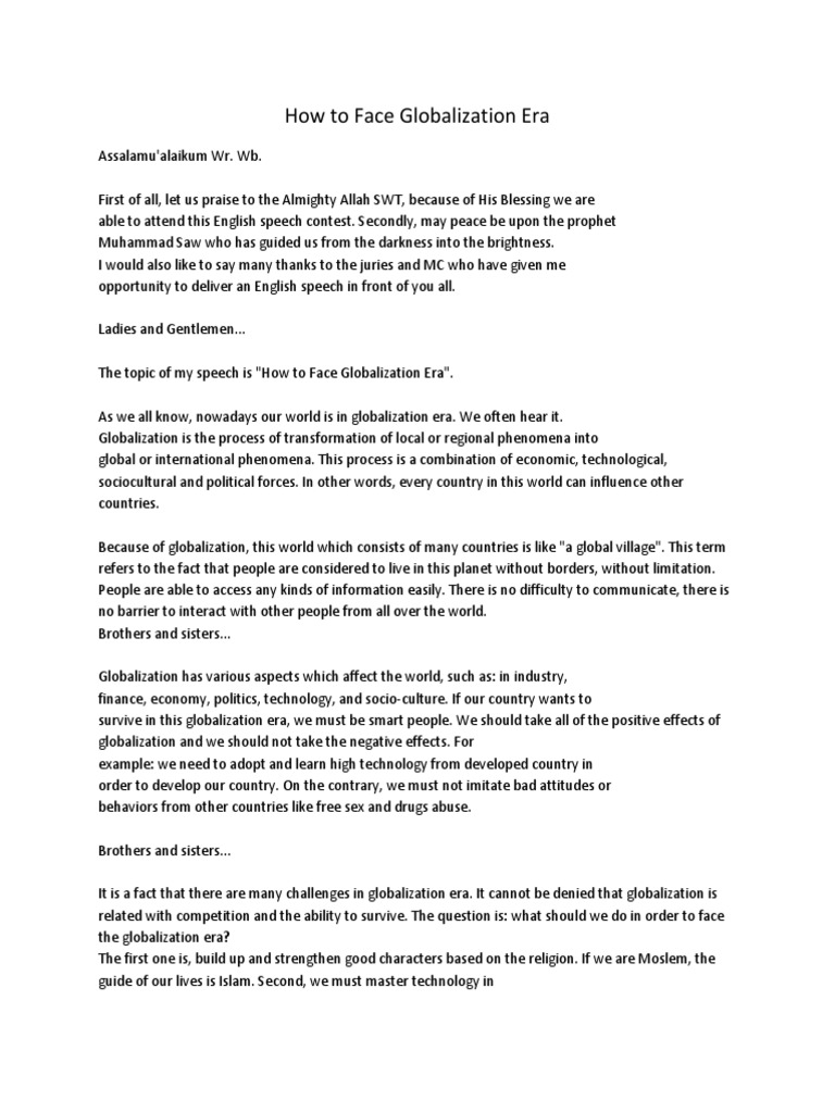 How To Face Globalization Era | PDF | Psychological Concepts | Religion ...