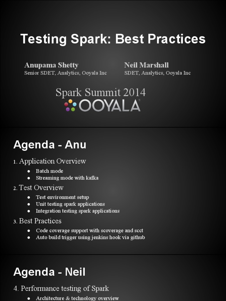 Spark Testing Best Practices Guide | PDF | Apache Spark | Information ...