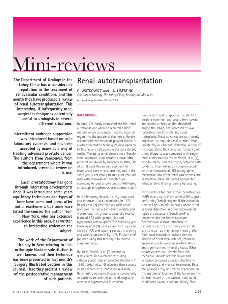 Renal Autotransplantation | PDF | Angiography | Kidney