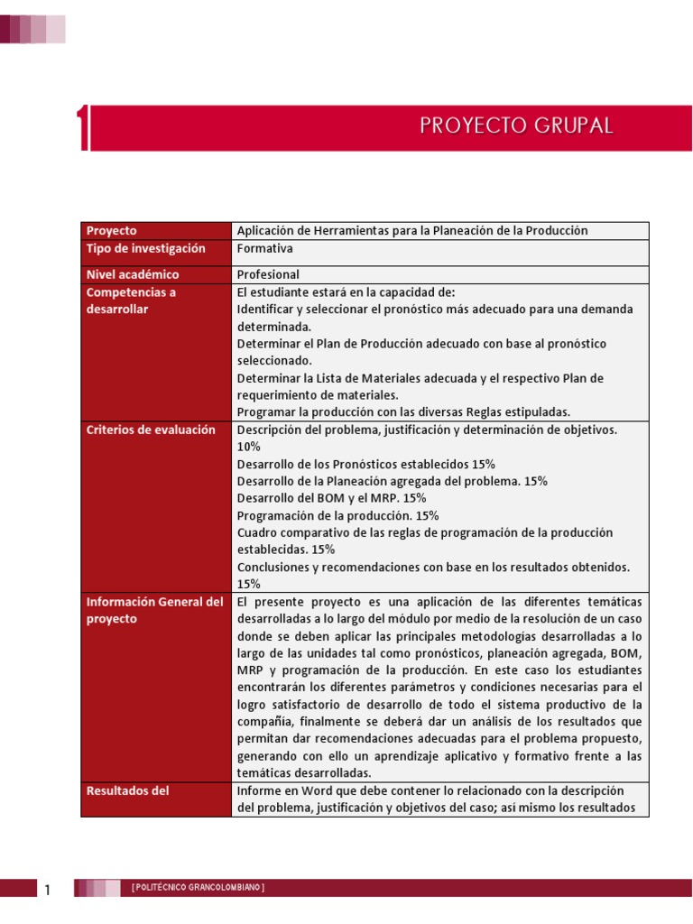 Proyecto Grupal PDF | Planificación | Evaluación