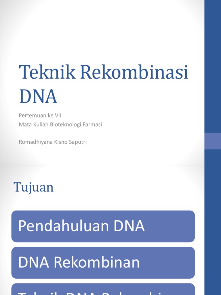 DNA Rekombinan, DNA Rekombinan Di Bidang Farmasi | PDF