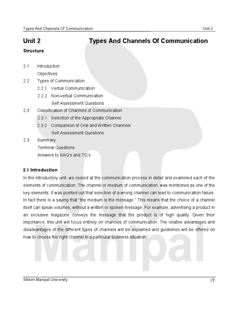 Types and Channels of Communication | PDF | Nonverbal Communication ...